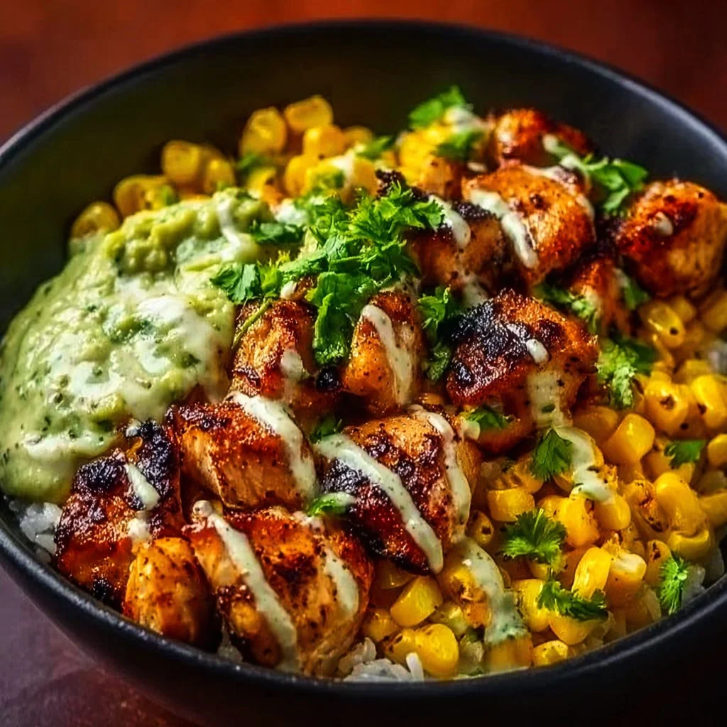 Smoky Mexican Street Corn Chicken Rice Bowl